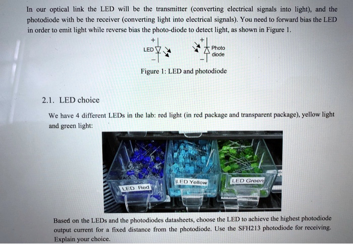 In our optical link the LED will be the transmitter (converting ...