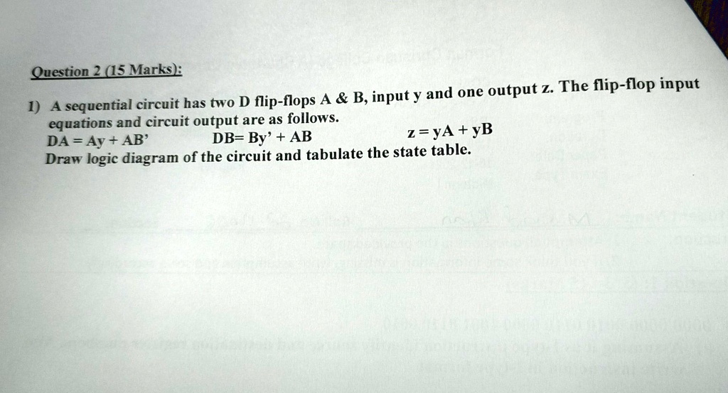 Solved Question 2 L5 Marks And One Output Z The Flip Flop Input 1 Sequential Circuit Has