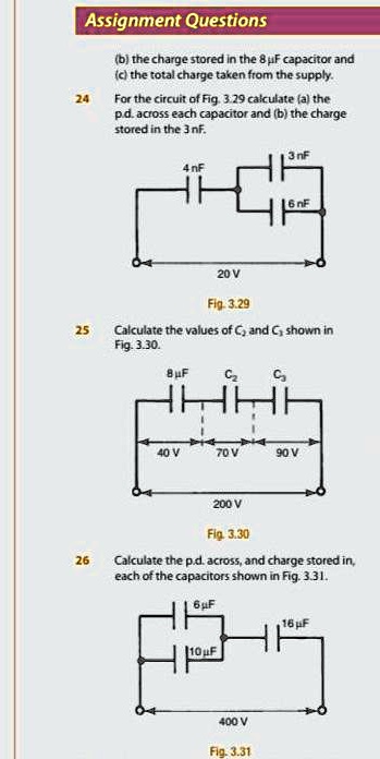 SOLVED: b) the charge stored in the 8F capacitor and (c) the total charge taken from the supply ...