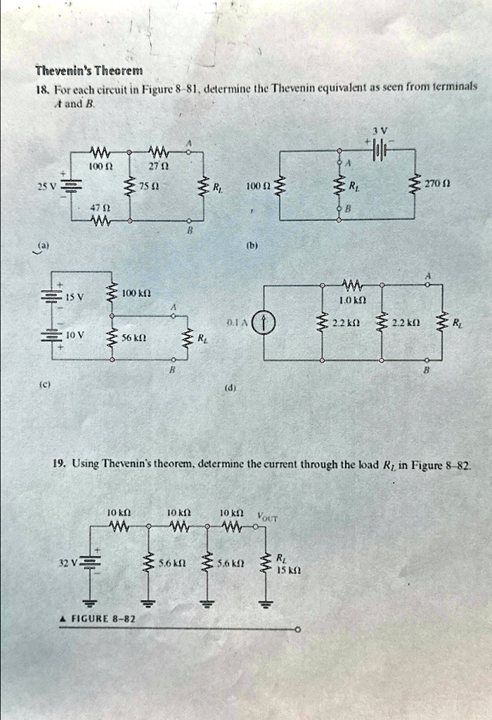 Thevenin's Theorem 18. For each circuit in Figure 8-81, determine the Thevenin equivalent as ...