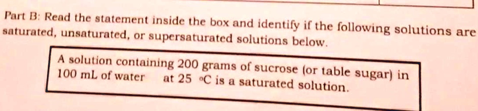 Part B: Read the statement inside the box and identify if the following ...