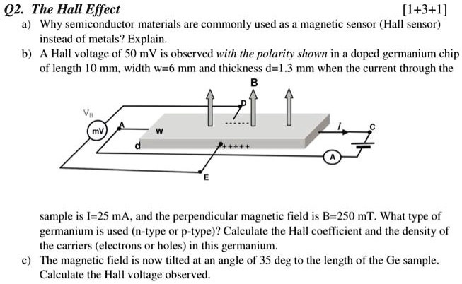 SOLVED: Q2. The Hall Effect [1+3+1] Why semiconductor materials are ...