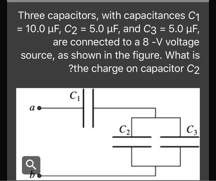 SOLVED: Three capacitors, with capacitances C1 = 10.0 UF; C2 = 5.0 pF; and C3 = 5.0 UF; are ...