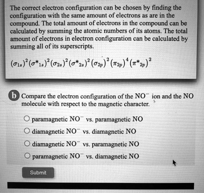 SOLVED:The correct electron configuration can be chosen by finding the ...