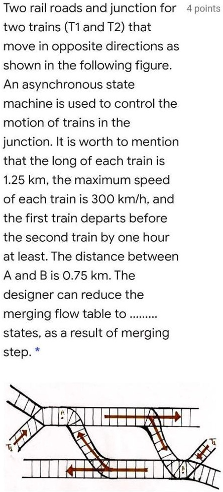 SOLVED: Two railroads and a junction for four points Two trains (T1 and ...