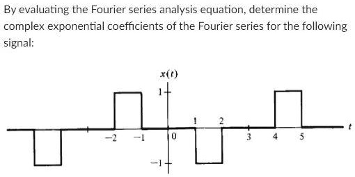 SOLVED: By evaluating the Fourier series analysis equation, determine the complex exponential ...