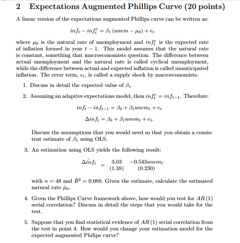 2 expectations augmented phillips curve 20 points a linear version of ...