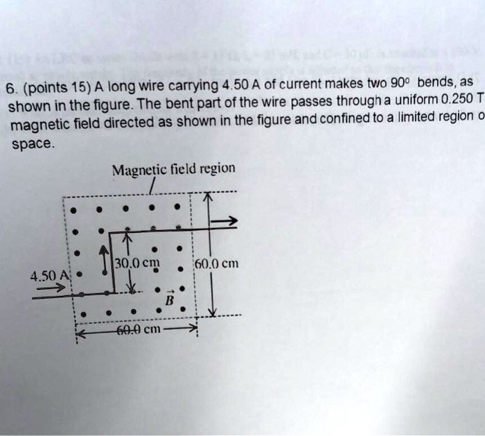 SOLVED: A long wire carrying 4.50 A of current makes two 9 bends, as ...