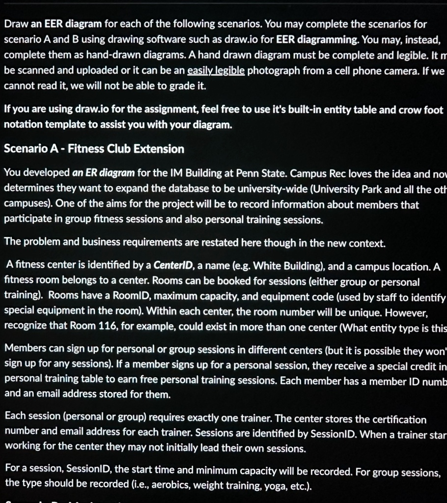draw an eer diagram for each of the following scenarios you may ...