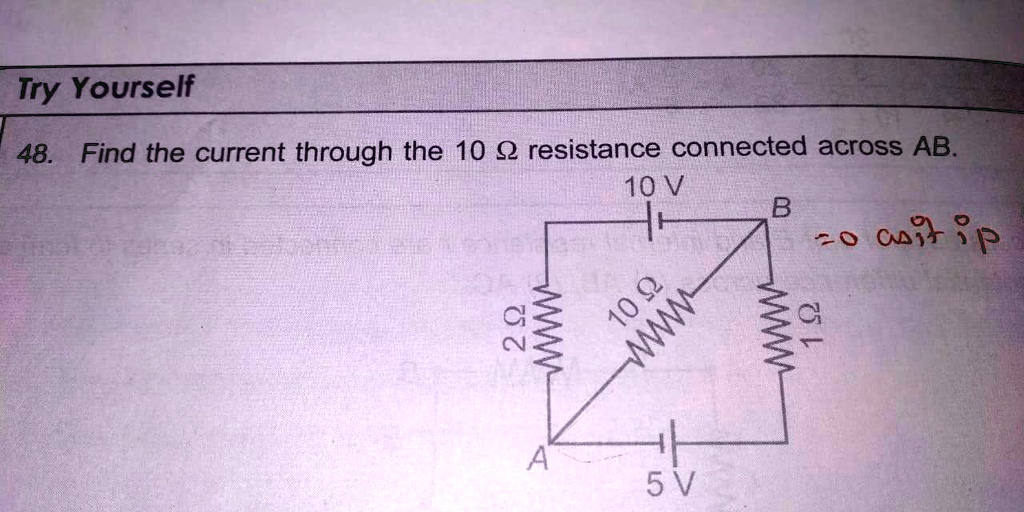 'Find the current through the 10 ohm resistance connected across AB
