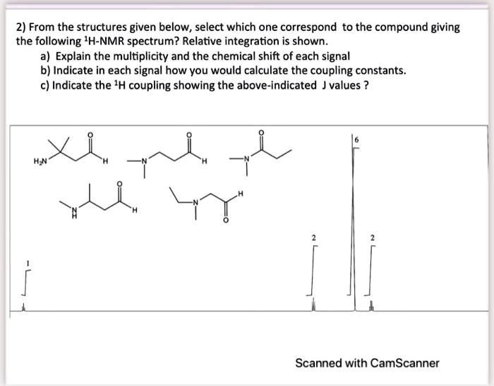 2) From the structures given below, select which one corresponds to the ...