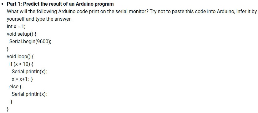 Struggling With Everything To Do With Arduino Can Someone Help Part 1 Predict The Result Of An