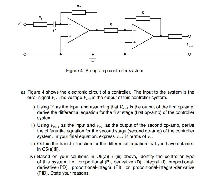 SOLVED: Figure 4: An op-amp controller system. a) Figure 4 shows the ...