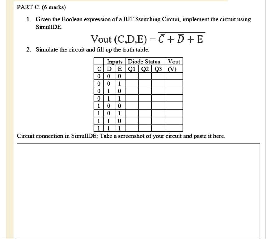 Solved Given The Boolean Expression Of A Bjt Switching Circuit Implement The Circuit Using