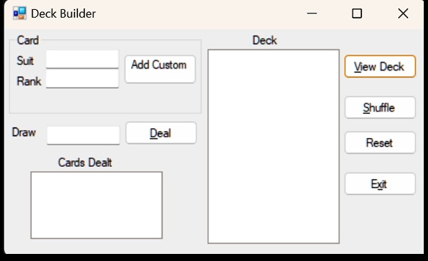 client requirements create a simple deck of cards application using c ...