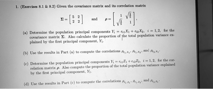 exercises 81 82 given the covariance matrix and its correlation matrix ...