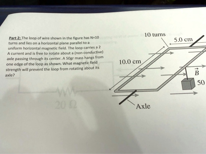 SOLVED: Part 2i: The loop of wire shown in the figure has N-10 turns and lies on a horizontal ...