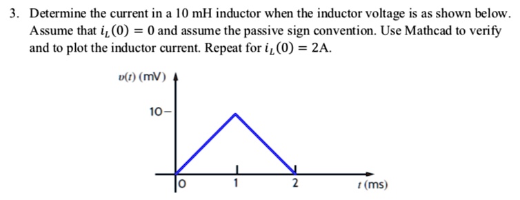 3. Determine the current in a 10 mH inductor when the inductor voltage ...