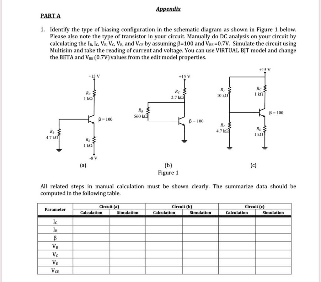 appendix parta 1 identify the type of biasing configuration in the schematic diagram as shown in ...