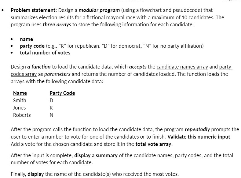 Solved Problem Statement Design A Modular Program Using A Flowchart And Pseudocode That