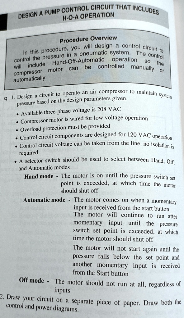 DESIGN A PUMP CONTROL CIRCUIT THAT INCLUDES H-O-A OPERATION Procedure ...