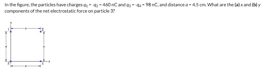 SOLVED: In the figure, the particles have charges 91 -92 460nC and 93 ...