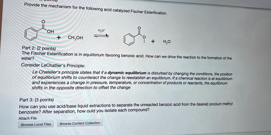 SOLVED: 'Provide the mechanism for the following acid catalyzed Fischer Esterification; OH CH;OH ...
