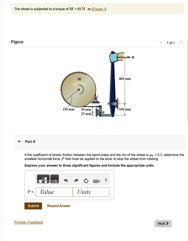 the wheel is subjected to a torque of m 65 text n cdot textm figure 1 ...