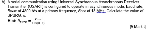 Solved A Serial Communication Using Universal Synchronous Asynchronous Receiver Transmitter