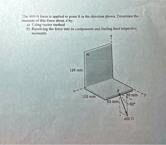 The 400-N force is applied to point B in the direction shown. Determine ...