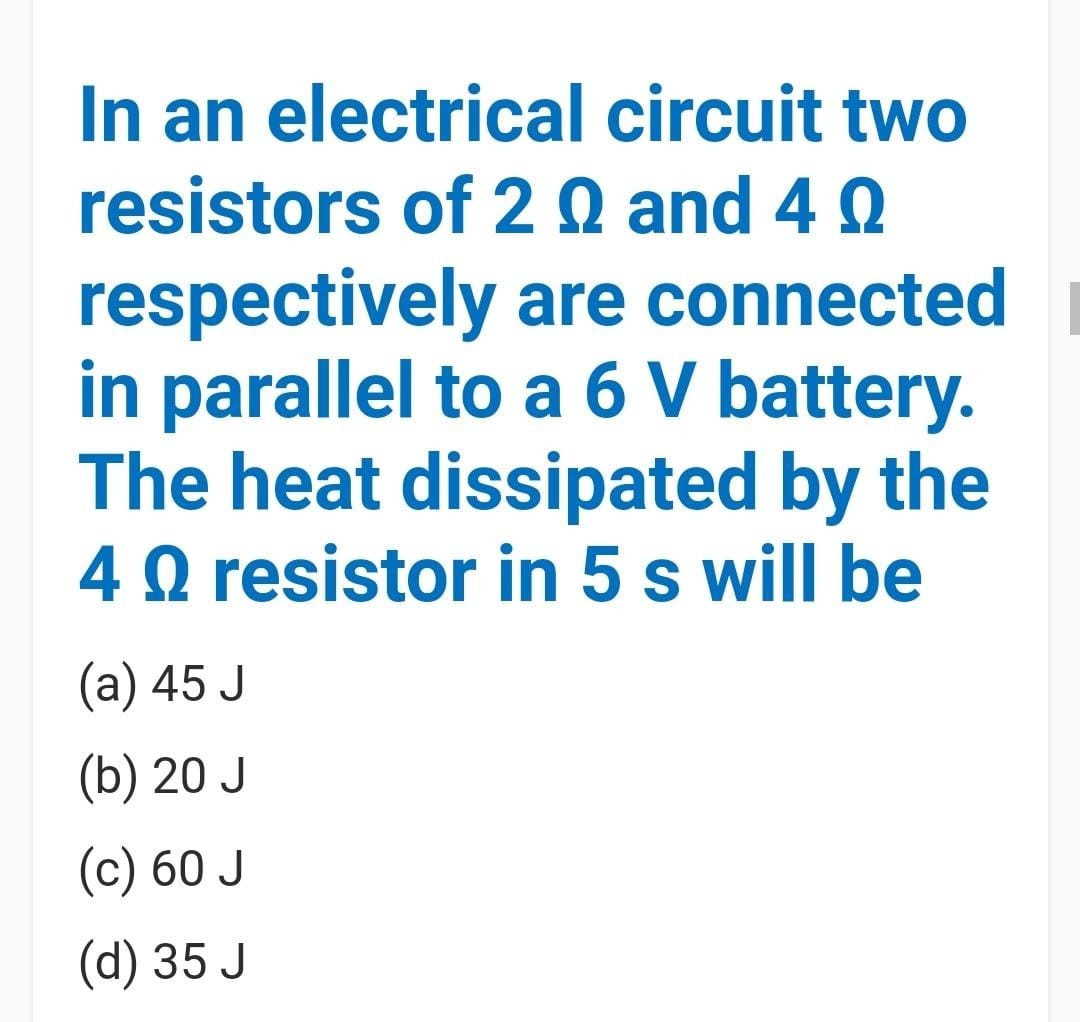 SOLVED: In an electrical circuit two resistors of 2Ω and 4Ω ...