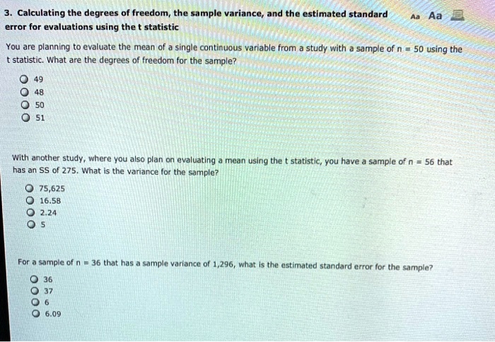 calculating the degrees of freedom the sample variance and the ...