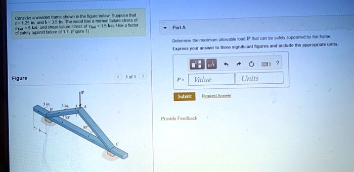 SOLVED: Consider a wooden frame shown in the figure below. Suppose that a = 1.25 in. and b = 3.5 ...