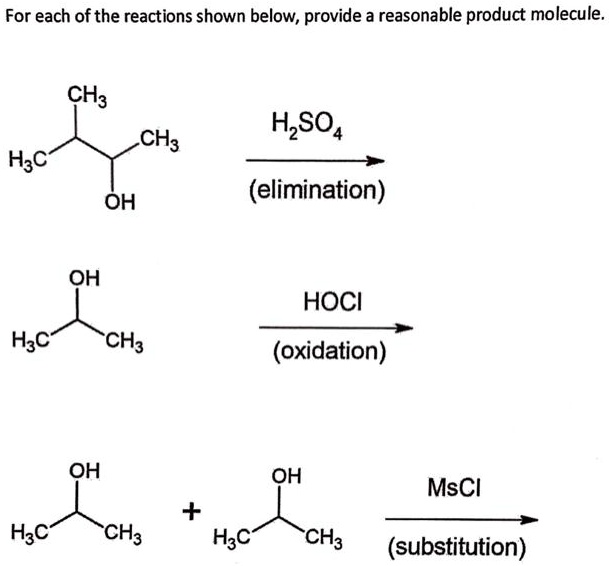 SOLVED: For each of the reactions shown below, provide a reasonable product molecule. CH3 CH3 ...