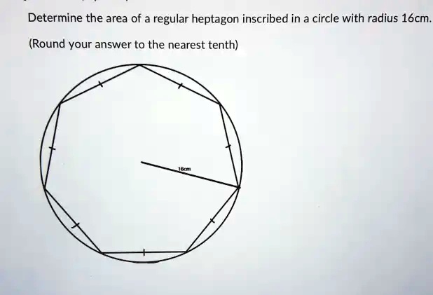 Determine the area of a regular heptagon inscribed in a circle with ...
