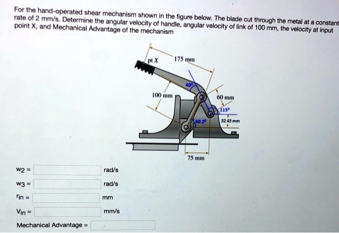 SOLVED: For the hand-operated shear mechanism shown in the figure below, the blade cuts through ...
