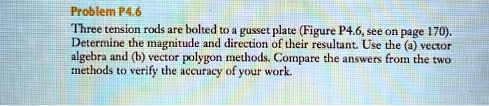 Problem P4.5: Three tension rods are bolted to a gusset plate (Figure ...