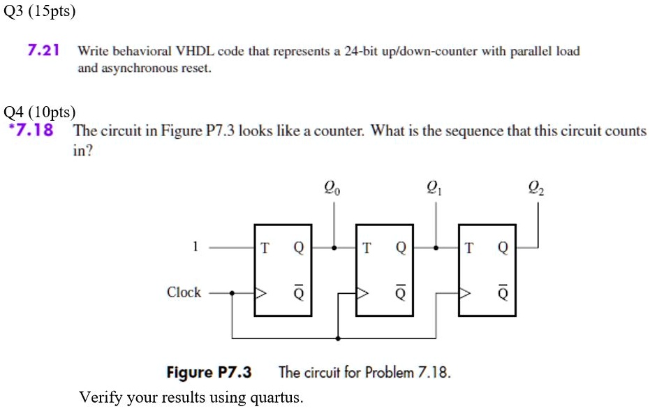 Solved Q3 15pts 721 Write Behavioral Vhdl Code That Represents A 24 Bit Updown Counter With 