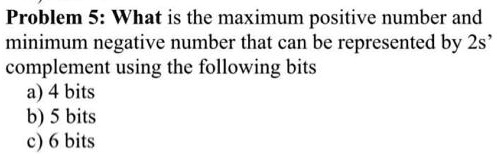 SOLVED: Problem 5: What is the maximum positive number and minimum ...