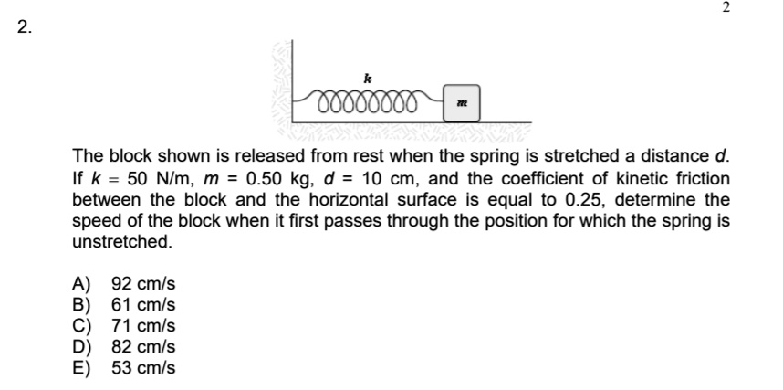 the block shown is released from rest when the spring is stretched a distance d if k 50 nlm m ...