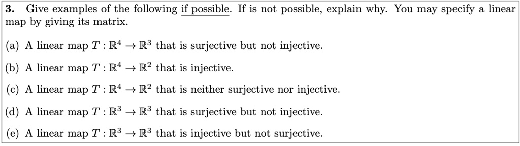 SOLVED: 3. Give examples of the following if possible If is not possible, explain why: You may ...