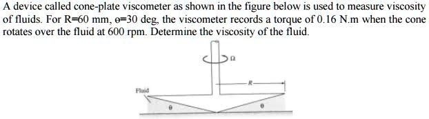 SOLVED: A device called a cone-plate viscometer, as shown in the figure ...