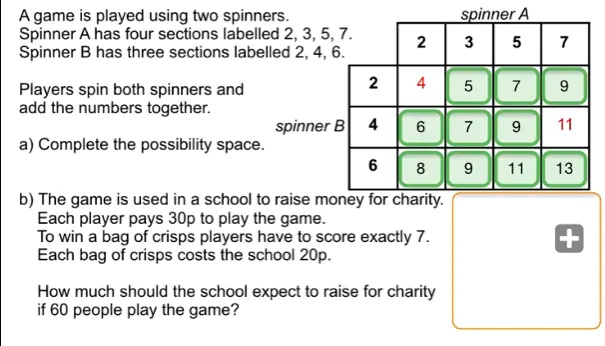 SOLVED: A game is played using two spinners. Spinner A has four sections labeled 2, 3, 5, 7 ...