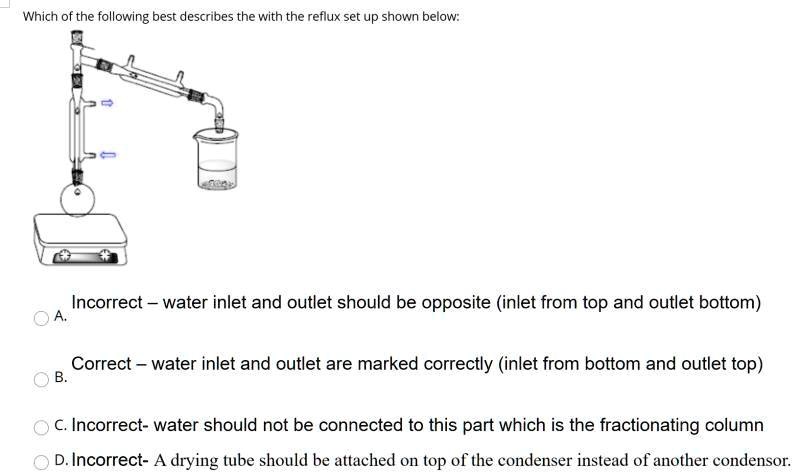 SOLVED: Which of the following best describes the with the reflux set ...