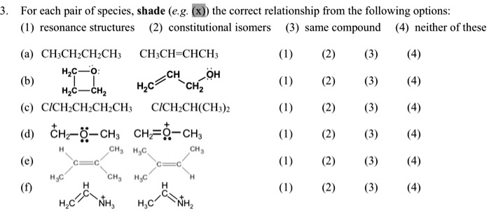 for each pair of species shade e g the correct relationship from the following options resonance ...