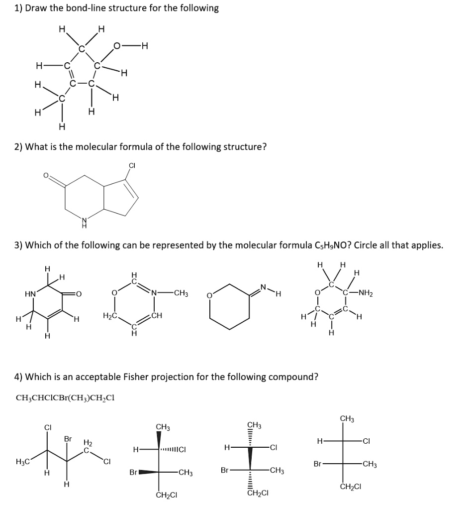 SOLVED: 1) Draw the bond-line structure for the following. 2) What is ...