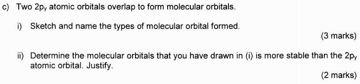 SOLVED: Two 2py atomic orbitals overlap to form molecular orbitals ...