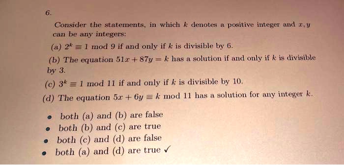 6. Consider the statements, in which k denotes a positive integer and x ...
