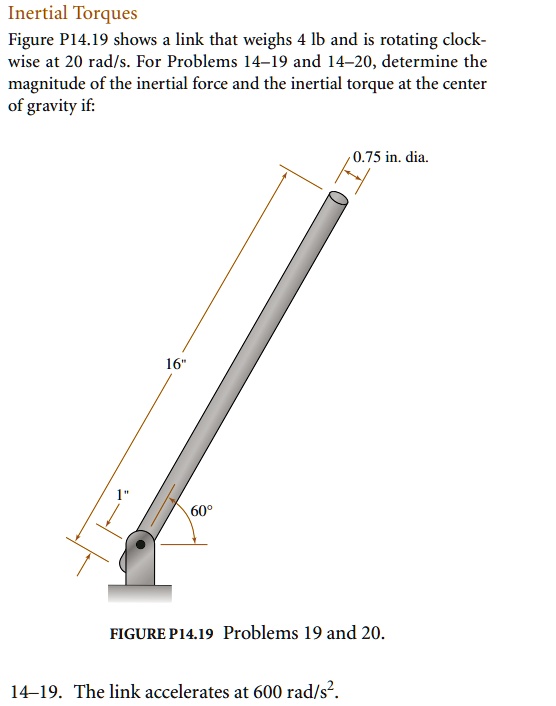 Inertial Torques Figure P14.19 shows a link that weighs 4 lb and is ...