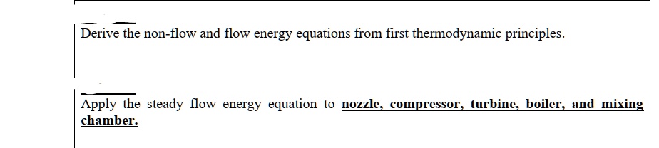 derive the non flow and flow energy equations from first thermodynamic ...